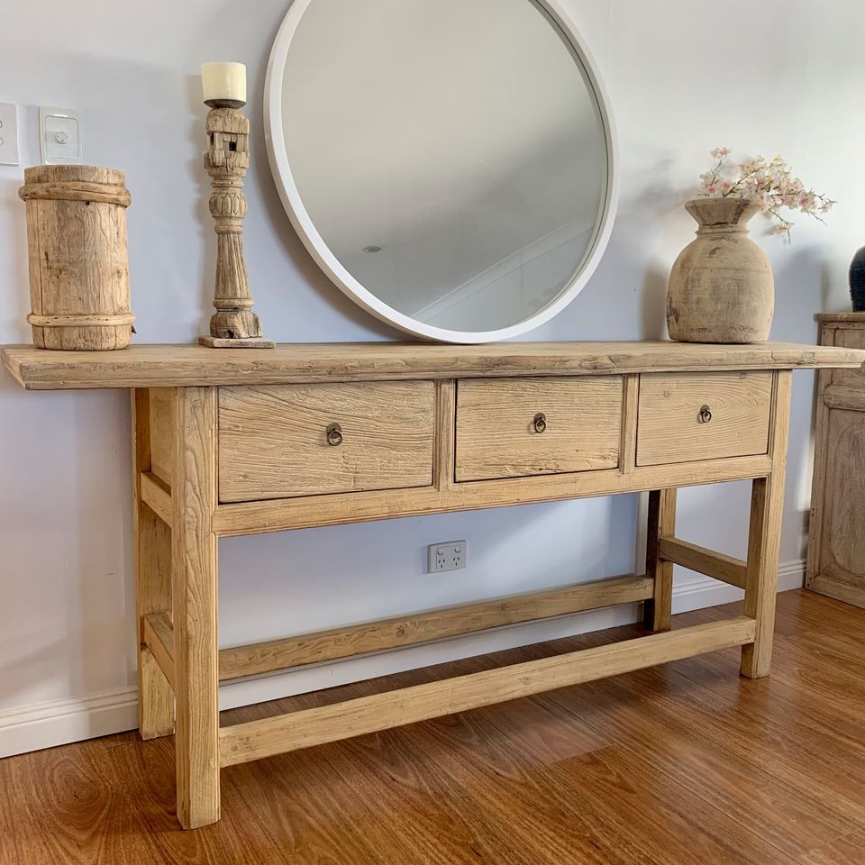 Reclaimed Elm Console | 200 cm | 3 Drawers – The-Byron