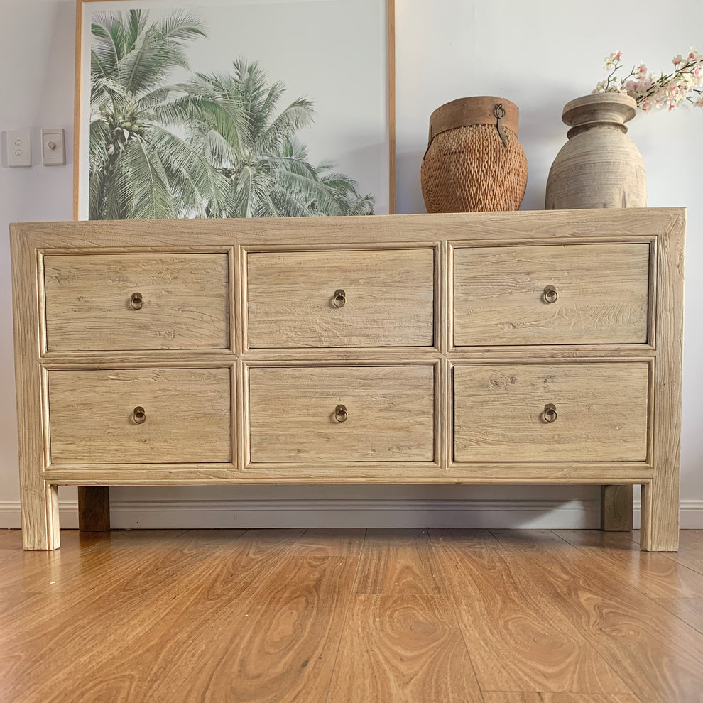 6 Drawer Chest | 180 cm | Natural Reclaimed Elm – The-Byron